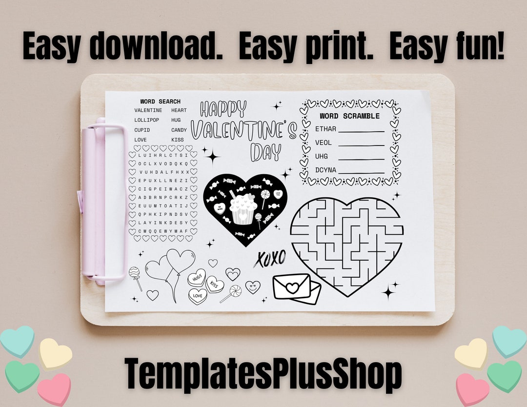 Valentine's Day Activity Page for Kids Valentines Coloring Page ...