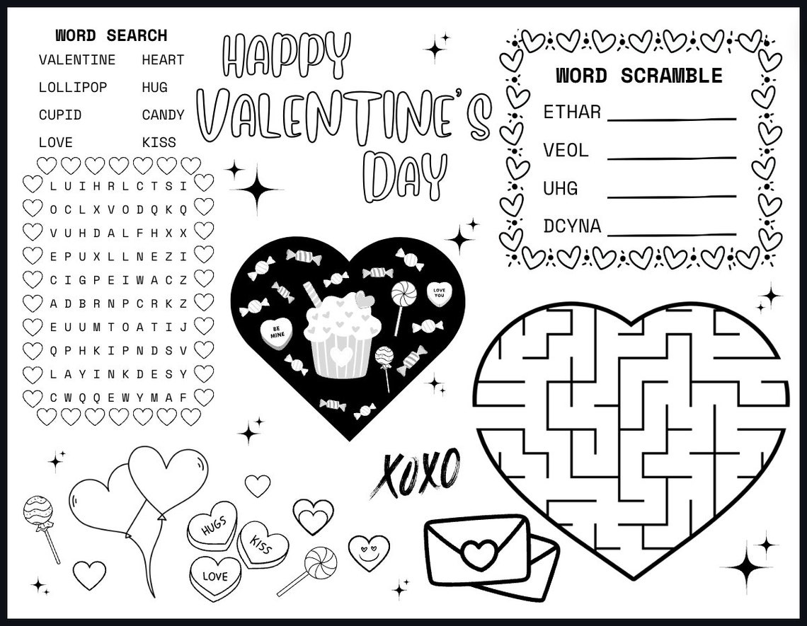 Valentine's Day Activity Page for Kids Valentines Coloring Page ...