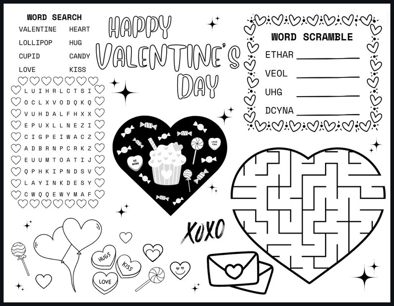 Valentine's Day Activity Page for Kids Valentines Coloring Page ...