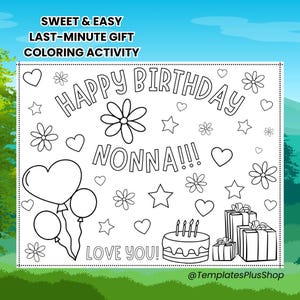 Last-minute Easy Gift Happy Birthday Nonna Coloring Page Printable Kids ...