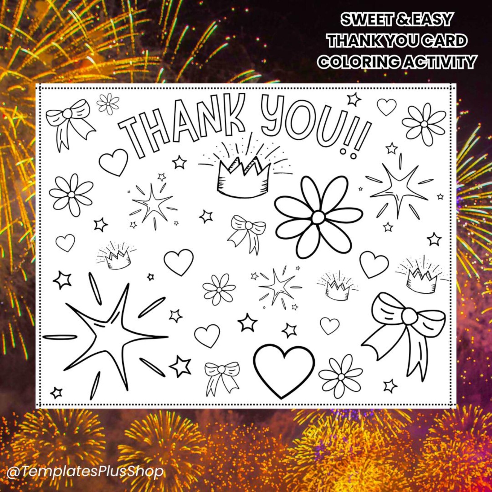 Thank You Card Coloring Page Kids Craft Activity Printable Gift Art ...