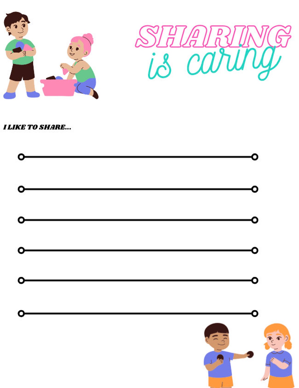 Kid Sharing is Caring List Printable Digital Download - Etsy