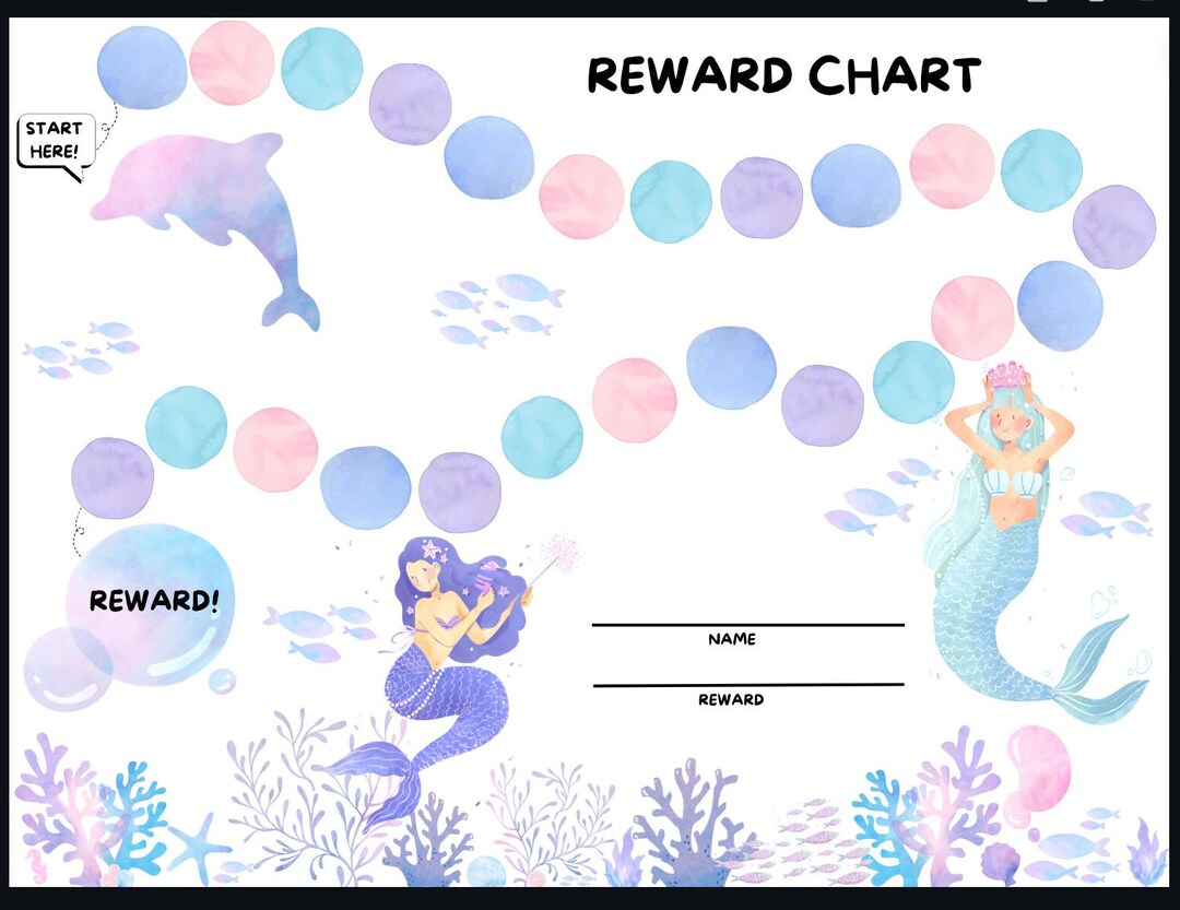 KIDS REWARD CHART Mermaids Magical Under the Sea Printable Rewards ...