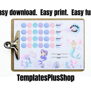 KIDS REWARD CHART Mermaids Magical Under the Sea Printable Rewards ...