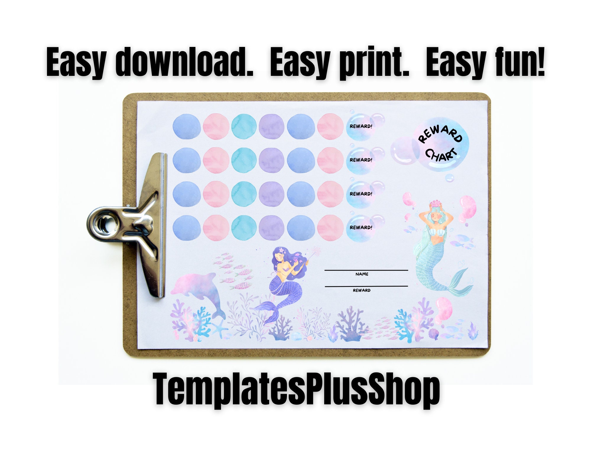 KIDS REWARD CHART Mermaids Magical Under the Sea Printable Rewards ...