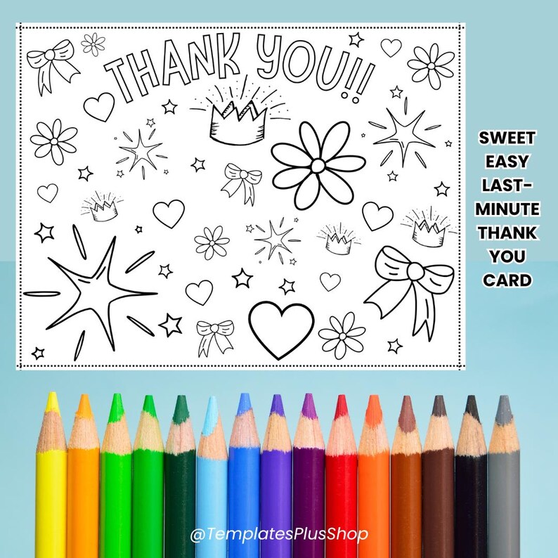 Thank You Card Coloring Page Kids Craft Activity Printable Gift Art ...