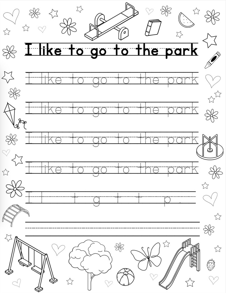 Summer Coloring and Handwriting Practice Sheets Bundle: Beach, Ice ...