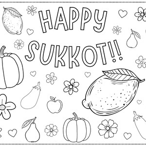 Simple Sukkot Harvest Festival Printable Coloring Page for Kids - Etsy