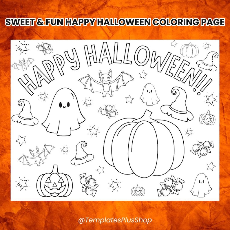 Happy Halloween Coloring Page Printable Kids Coloring Card Activity for ...