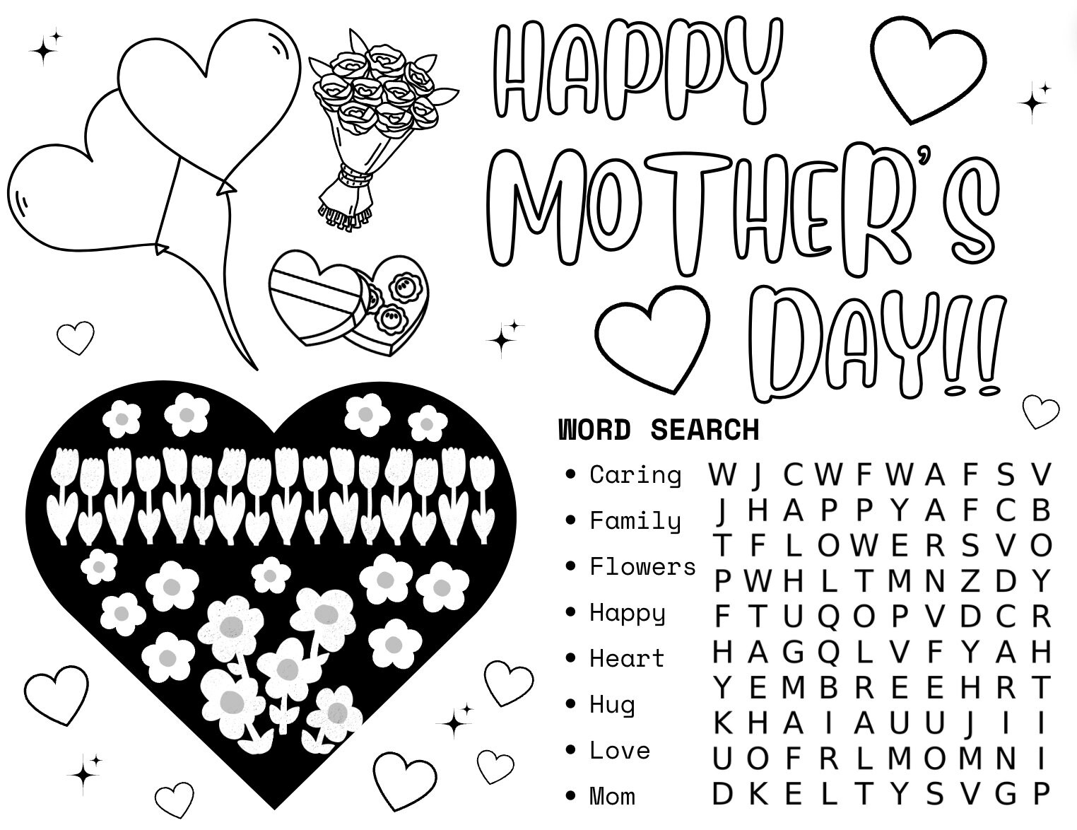 MOTHER'S DAY Kids Coloring Card | Last-minute Easy Gift Activity ...