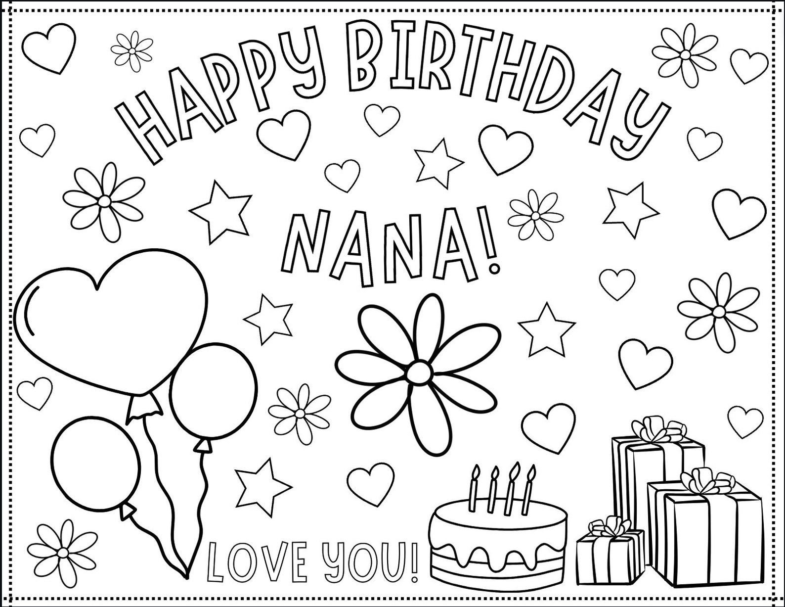 NEW Kids Coloring Card Last-minute Easy Gift Happy Birthday Coloring ...