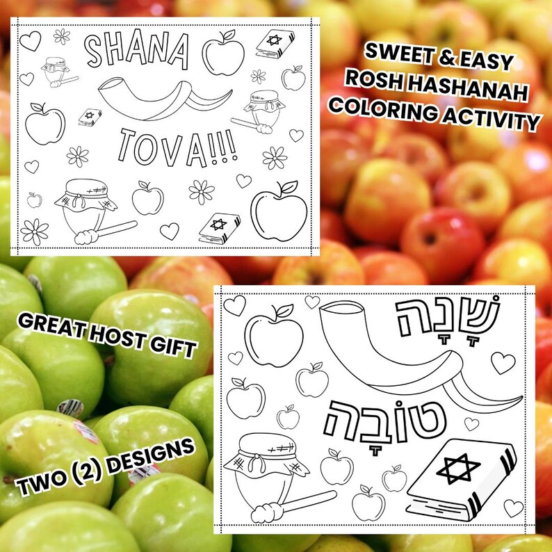 Rosh Hashanah Coloring Pages: Shana Tova Kids Activity (digital ...