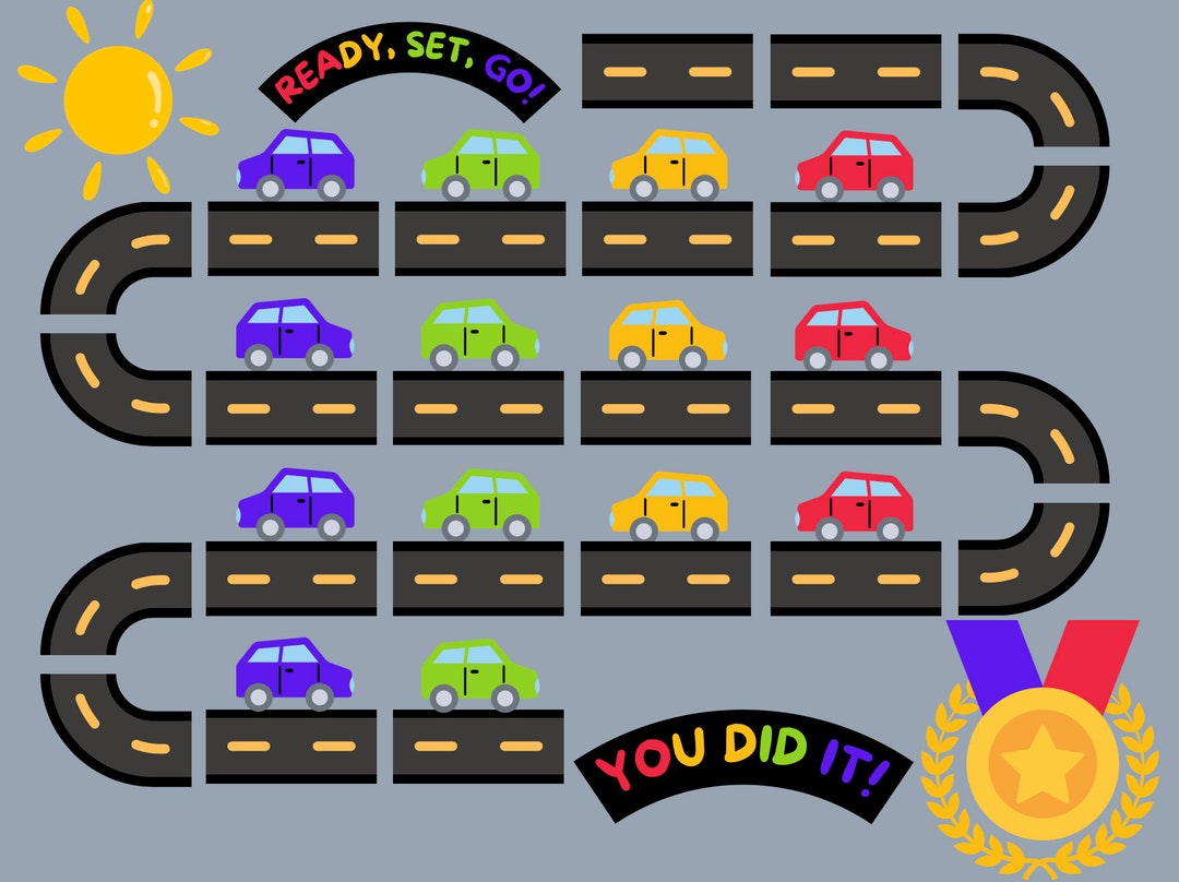 Car-themed Reward Chart Printable Racetrack Kids Behavior Chart Instant ...