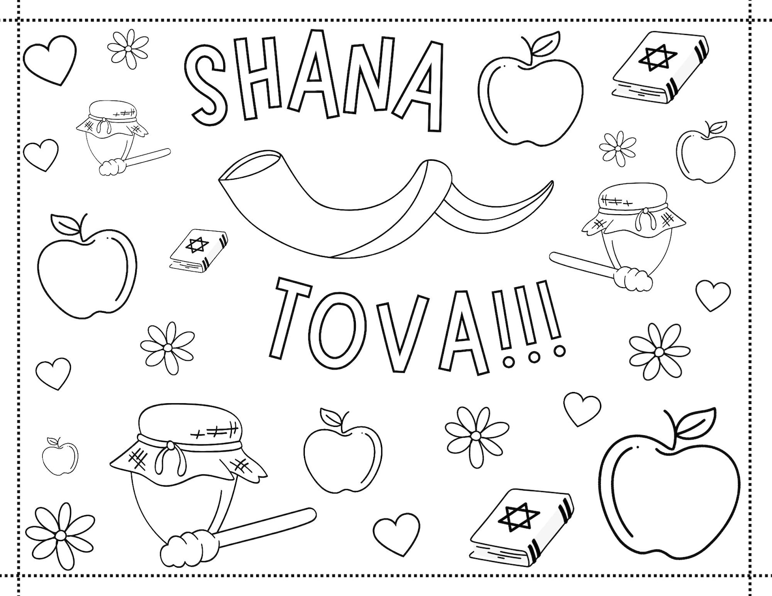 Rosh Hashanah Coloring Pages: Shana Tova Kids Activity (digital ...