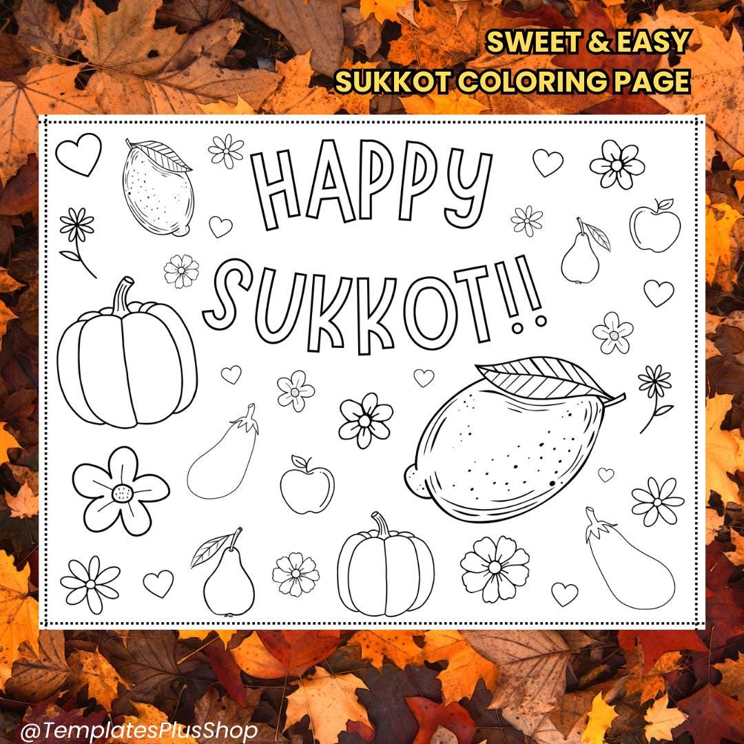 Last-minute Easy Happy Sukkot Coloring Page Printable Kids Coloring ...