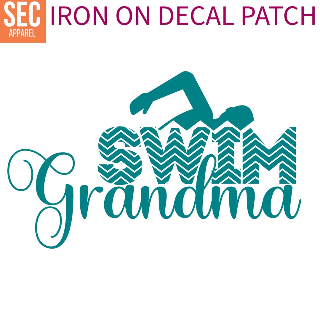 Swim Grandma Iron on Patches Decals Transfers Letters for T-shirts - Etsy