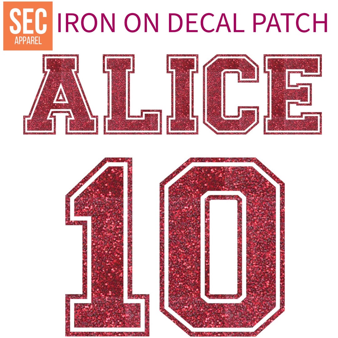 Glitter Jersey Name and Number Iron on Decals Transfers Applique ...