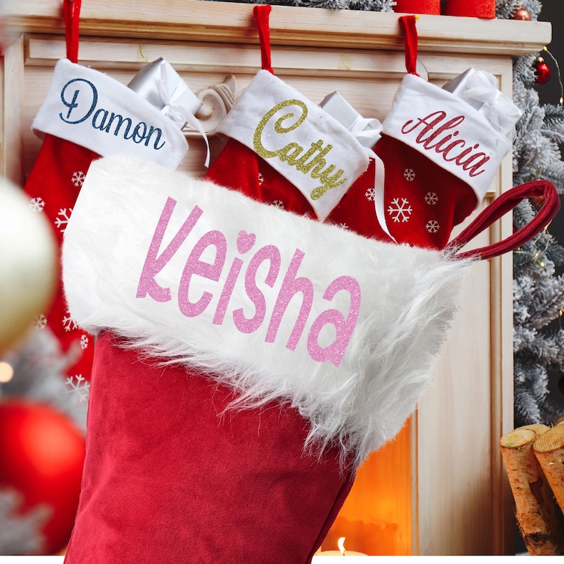 Glitter Name for Christmas Stocking - Etsy