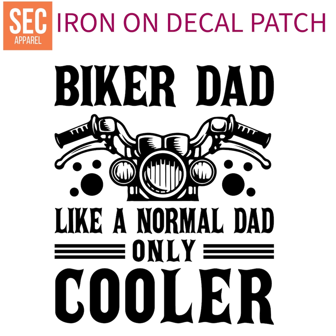 Biker Dad Iron on Decals Patch Transfers Applique Letters for T Shirts ...