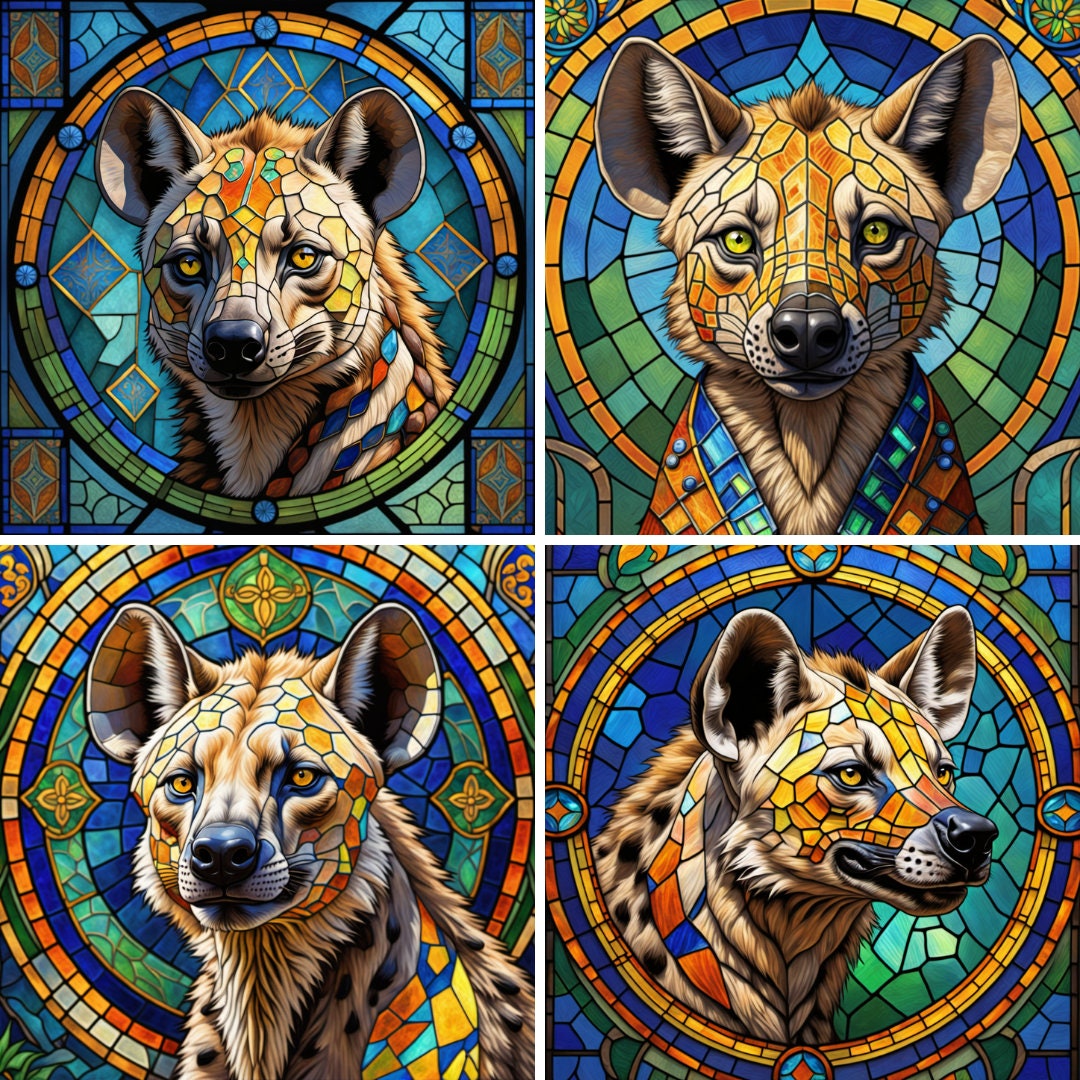 200 Stained Glass Hyena Bundle PNG High-resolution Commercial Use, 300 ...