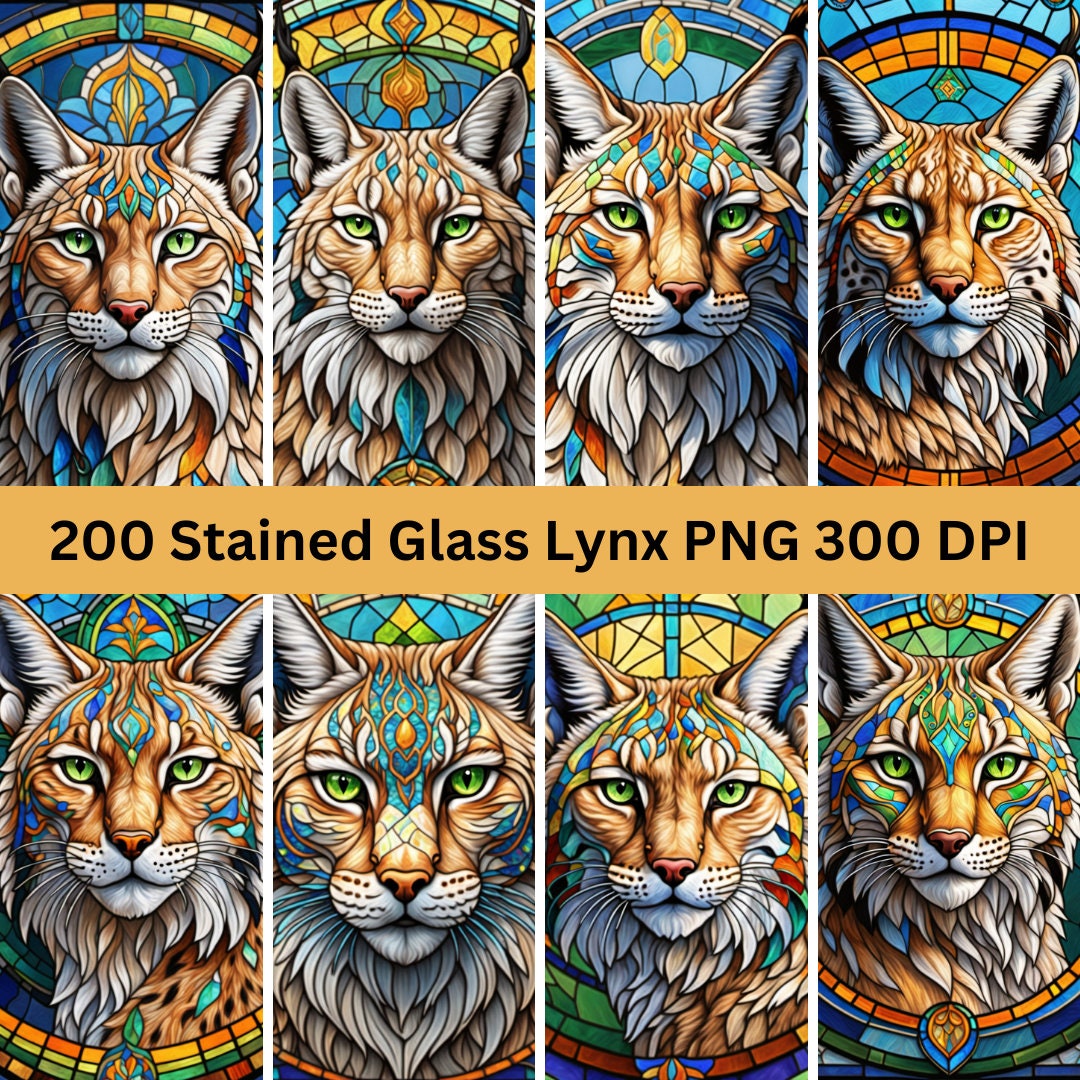 200 Stained Glass Lynx Bundle PNG - High-resolution - Commercial Use ...