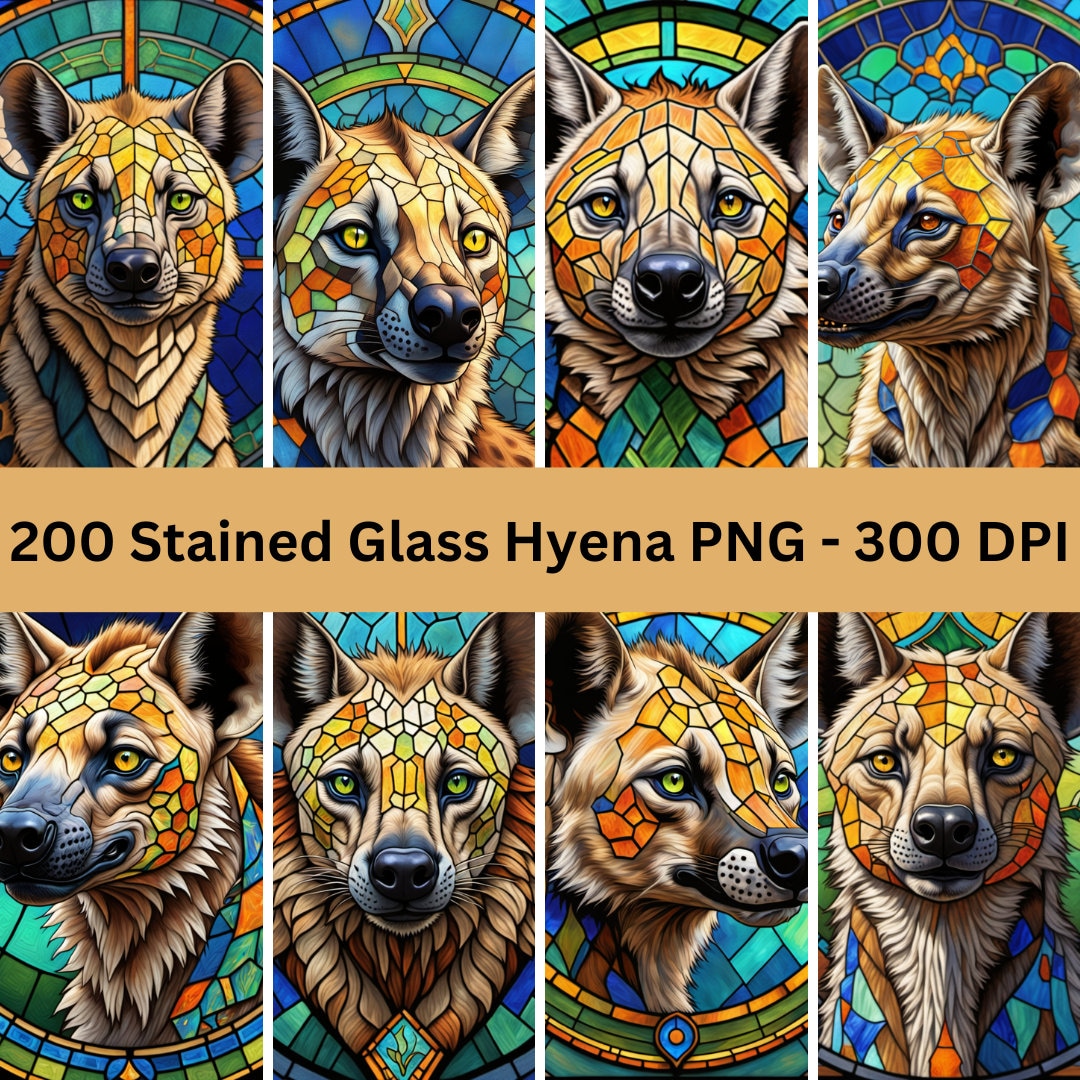 200 Stained Glass Hyena Bundle PNG - High-resolution - Commercial Use ...