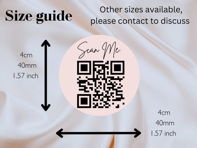Round Scan Me QR Code Sticker Sheet Personalised Printed Business ...