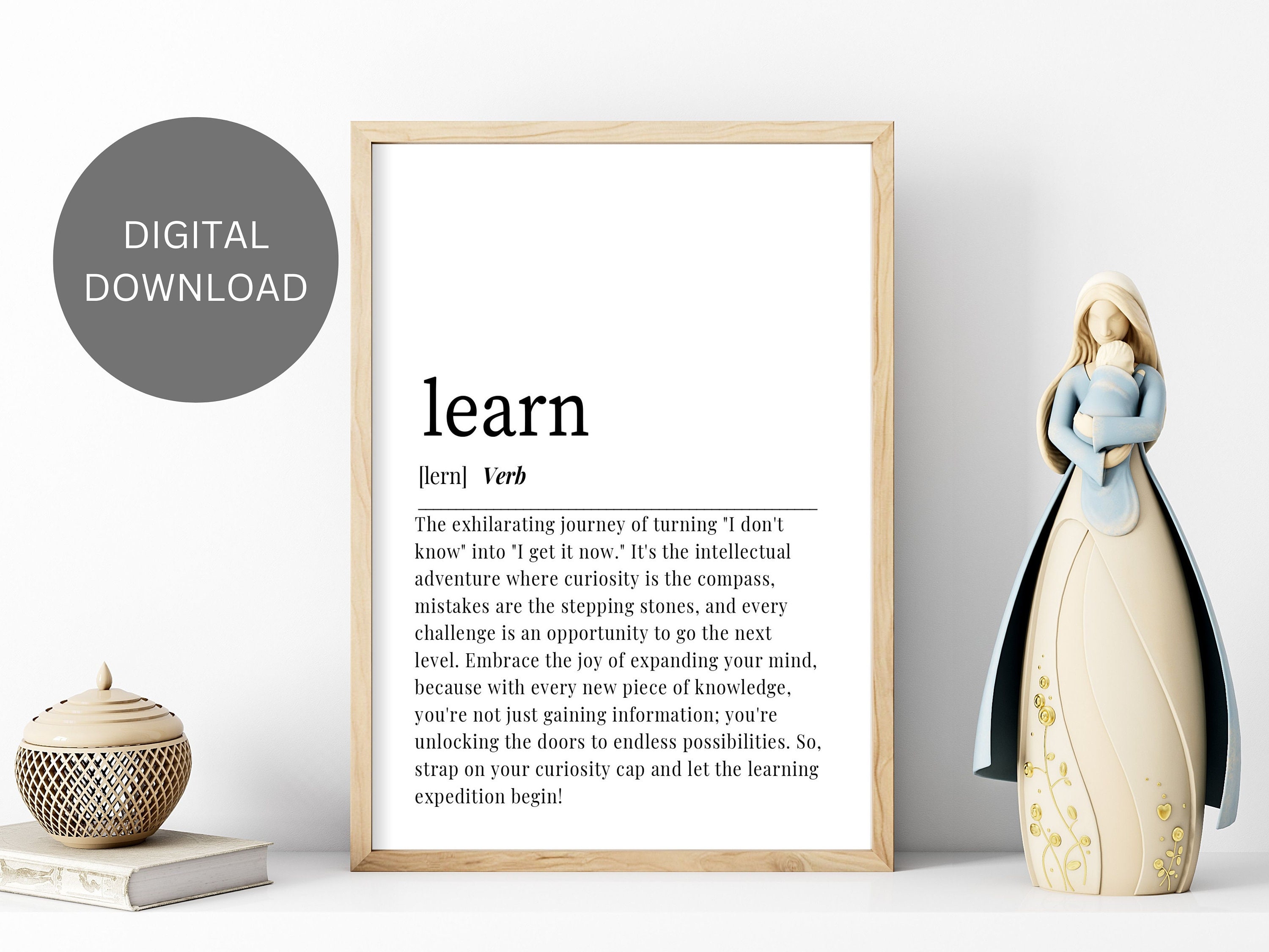 LEARN DEFINITION | Printable Wall Art | Gift for Friend | Dictionary ...