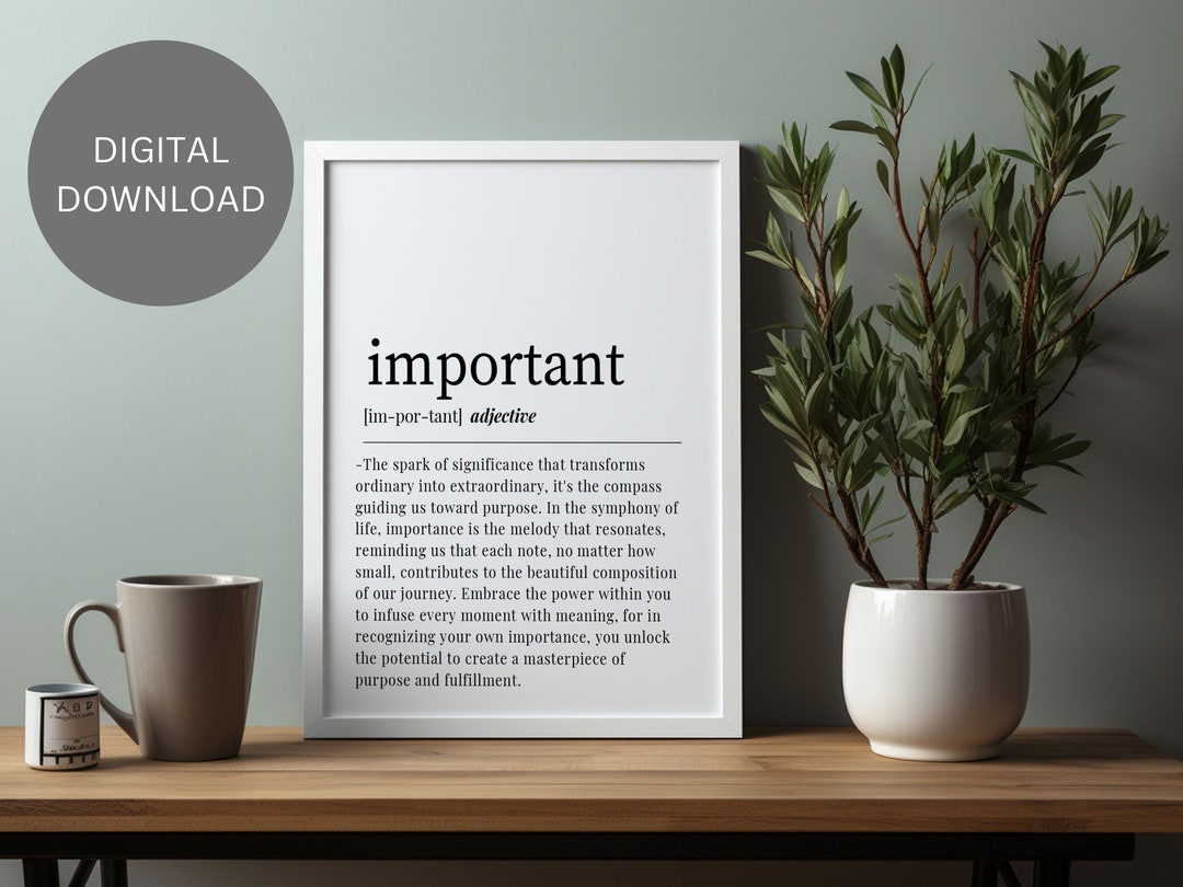 IMPORTANT DEFINITION | Printable Wall Art | Idea Gift | Inspirational ...