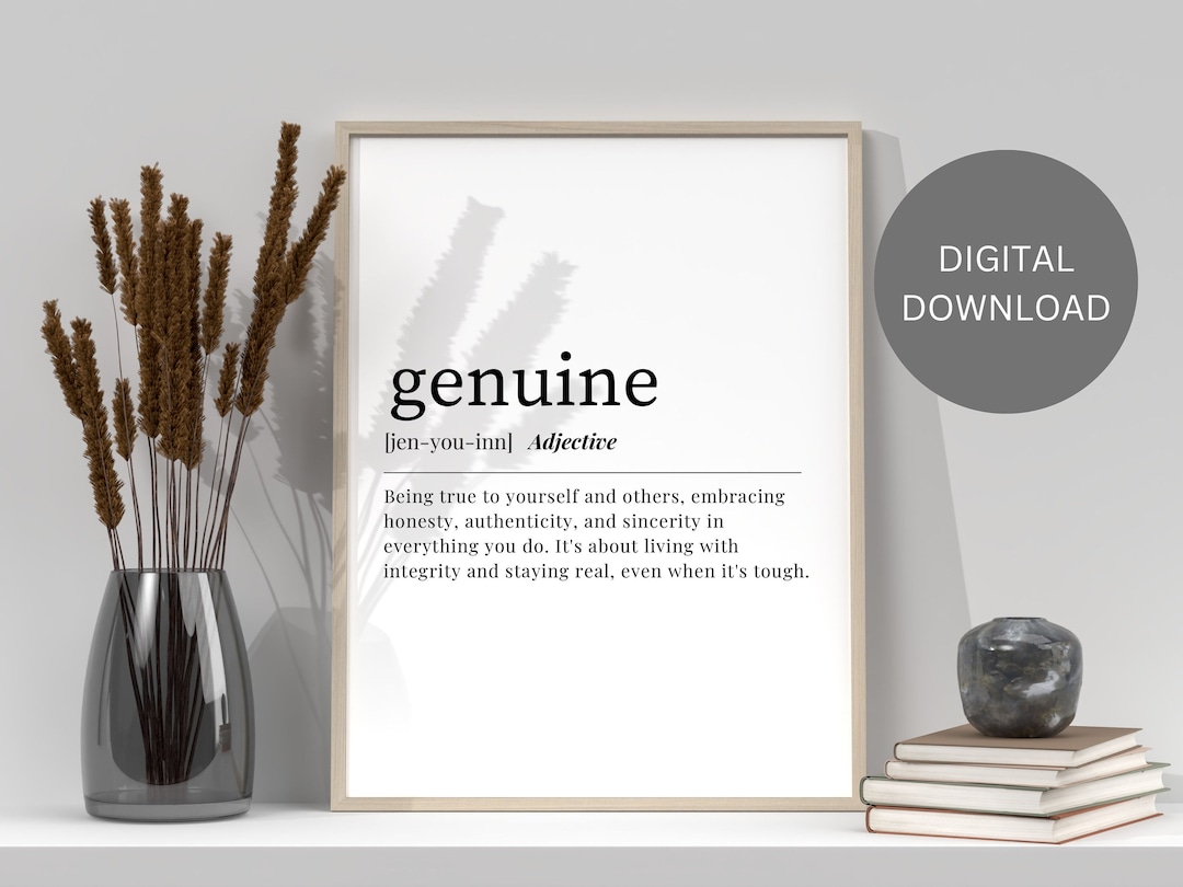 GENUINE DEFINITION | Printable Wall Art | Gift for Friend | Dictionary ...