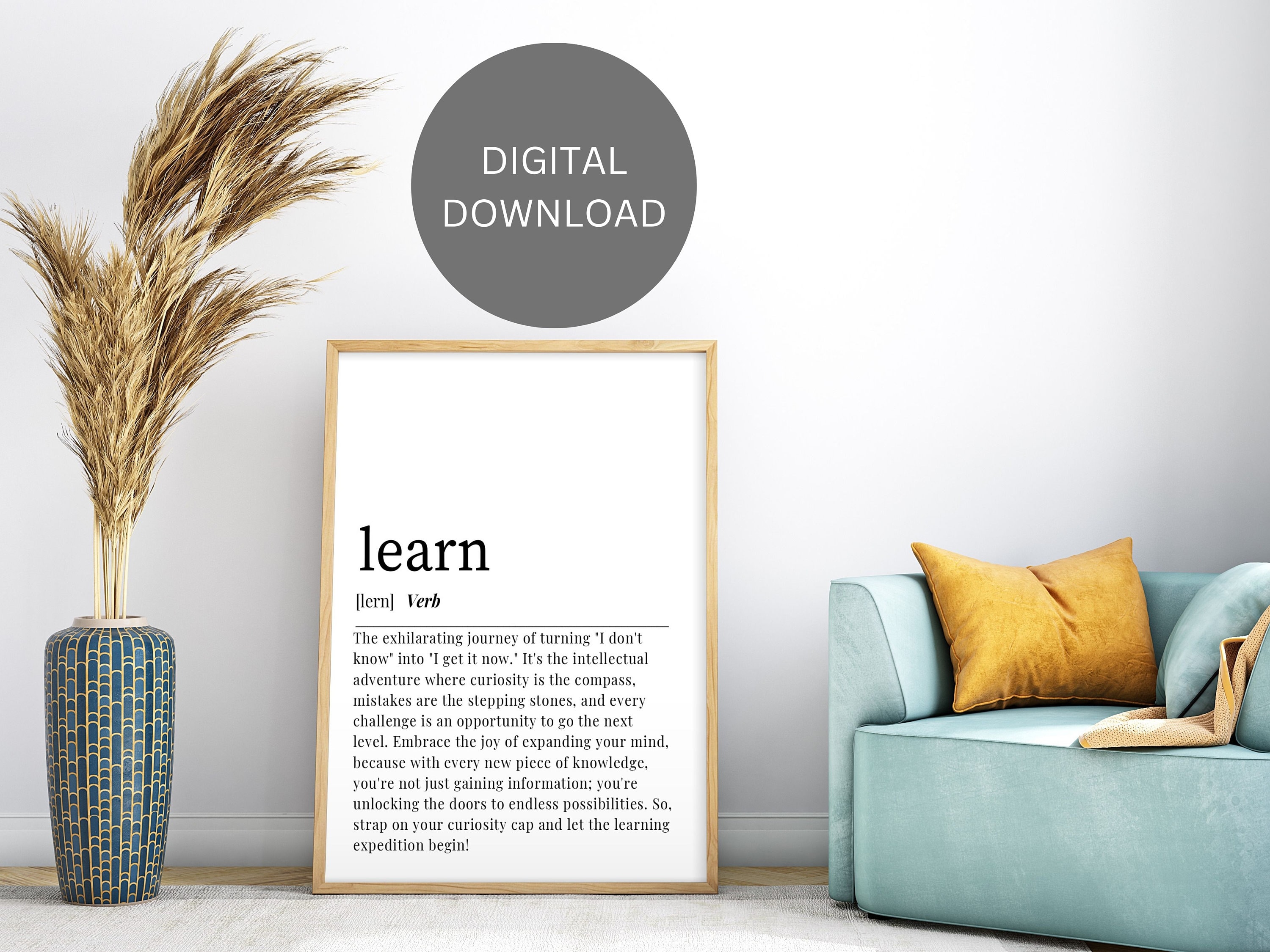 LEARN DEFINITION | Printable Wall Art | Gift for Friend | Dictionary ...