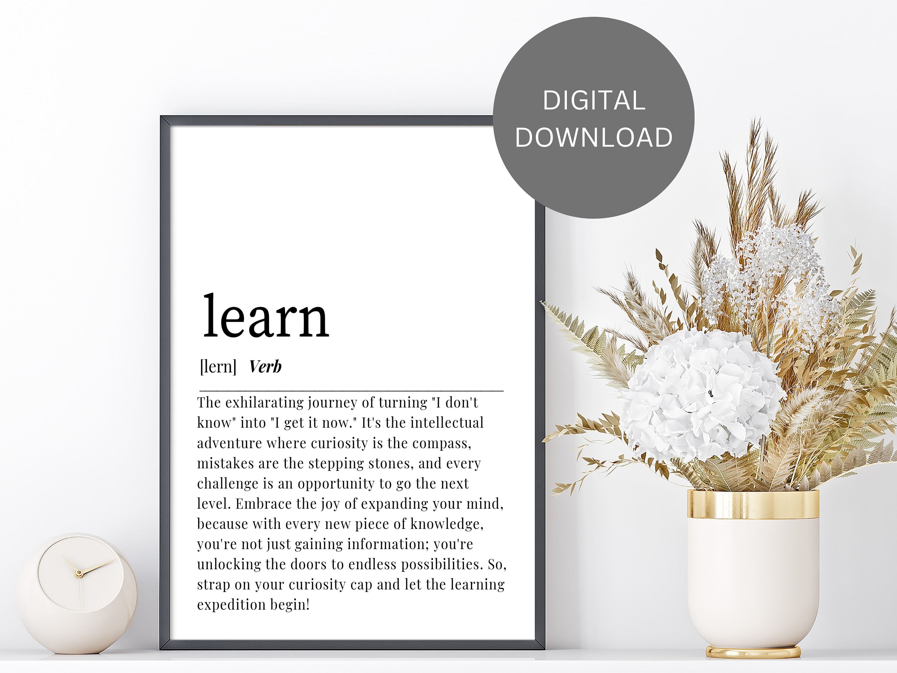 LEARN DEFINITION | Printable Wall Art | Gift for Friend | Dictionary ...