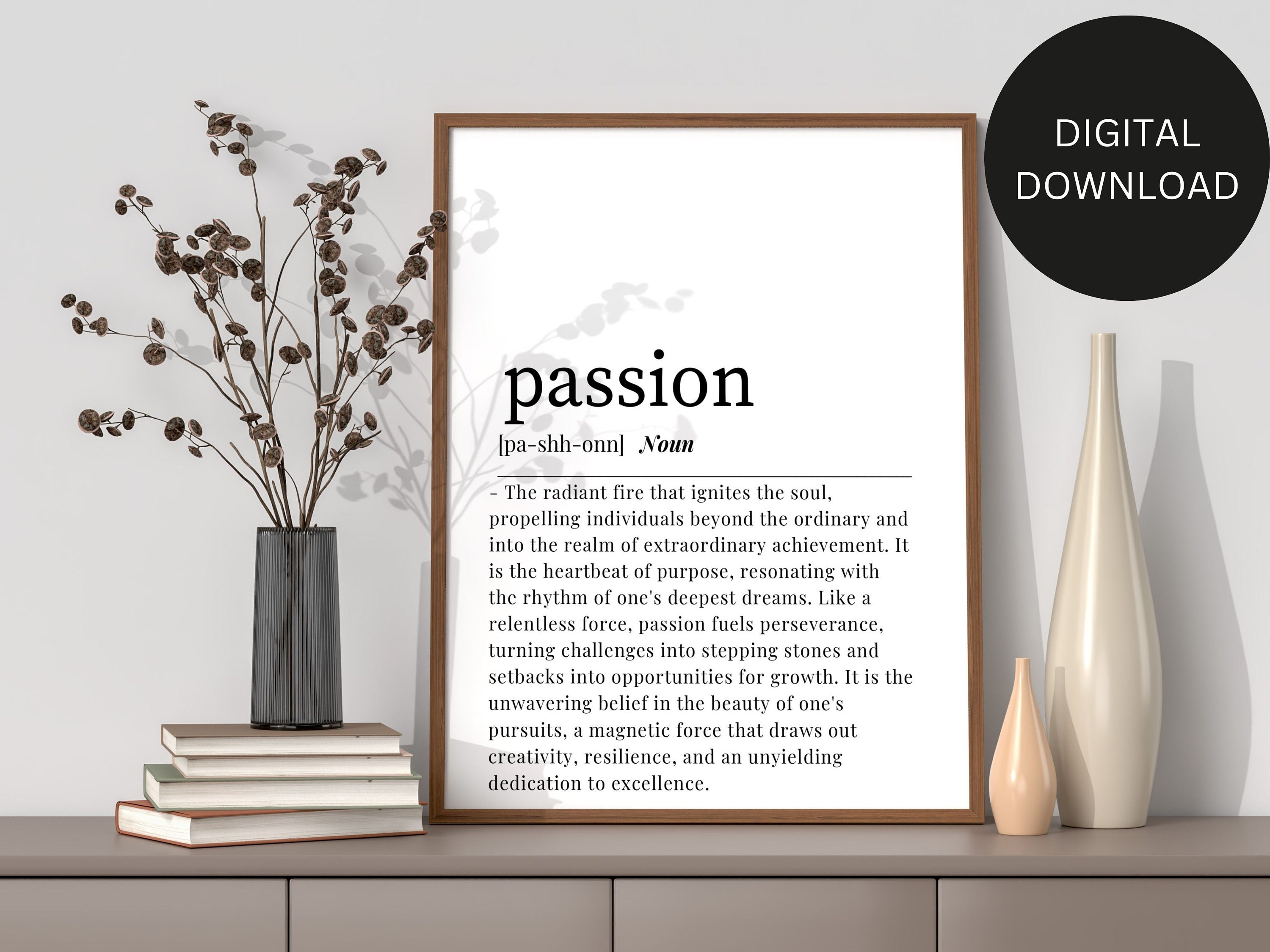 PASSION DEFINITION | Printable Wall Art | Idea Gift | Inspirational ...