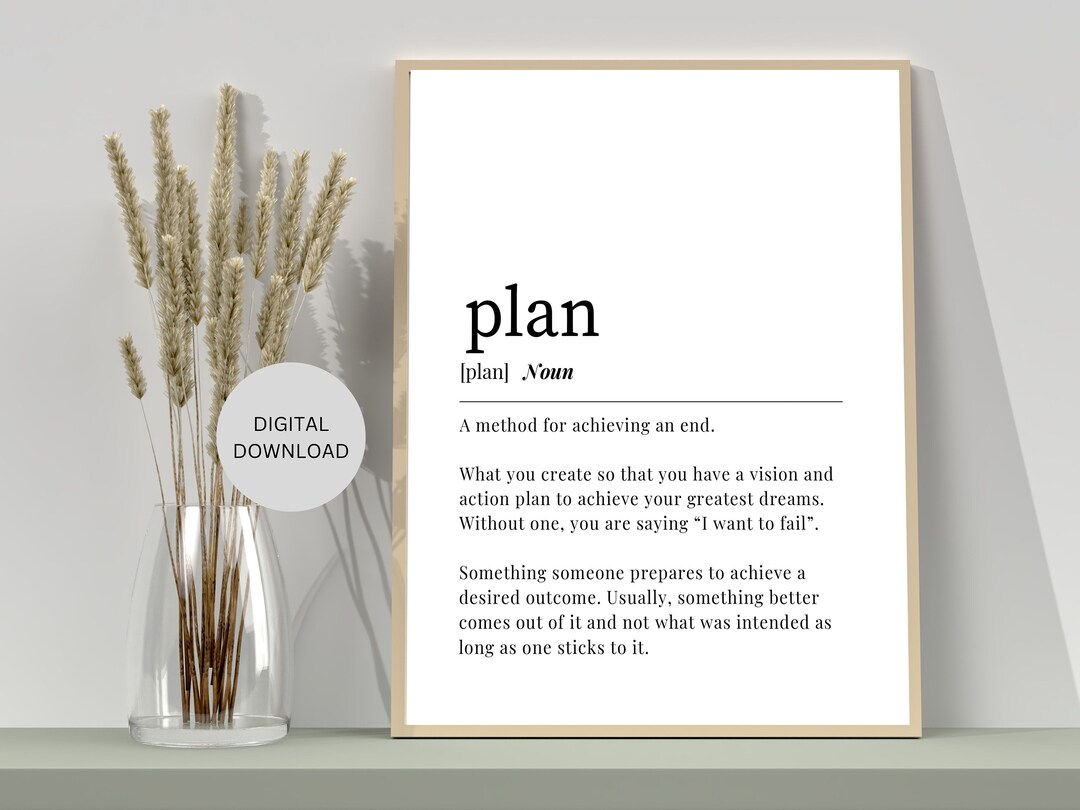 PLAN DEFINITION | Printable Wall Art | Idea Gift | Inspirational ...