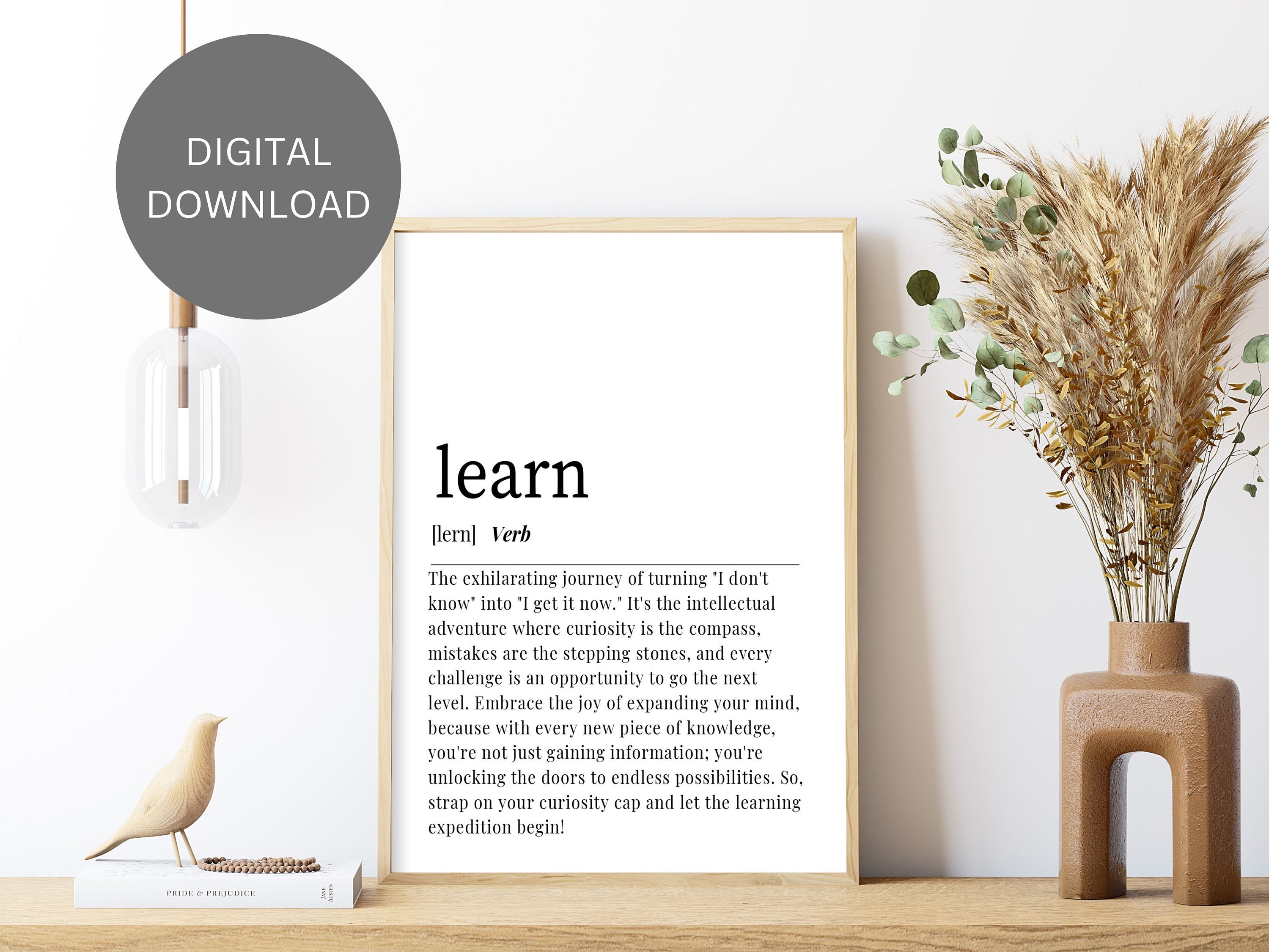LEARN DEFINITION Printable Wall Art Gift for Friend Dictionary ...