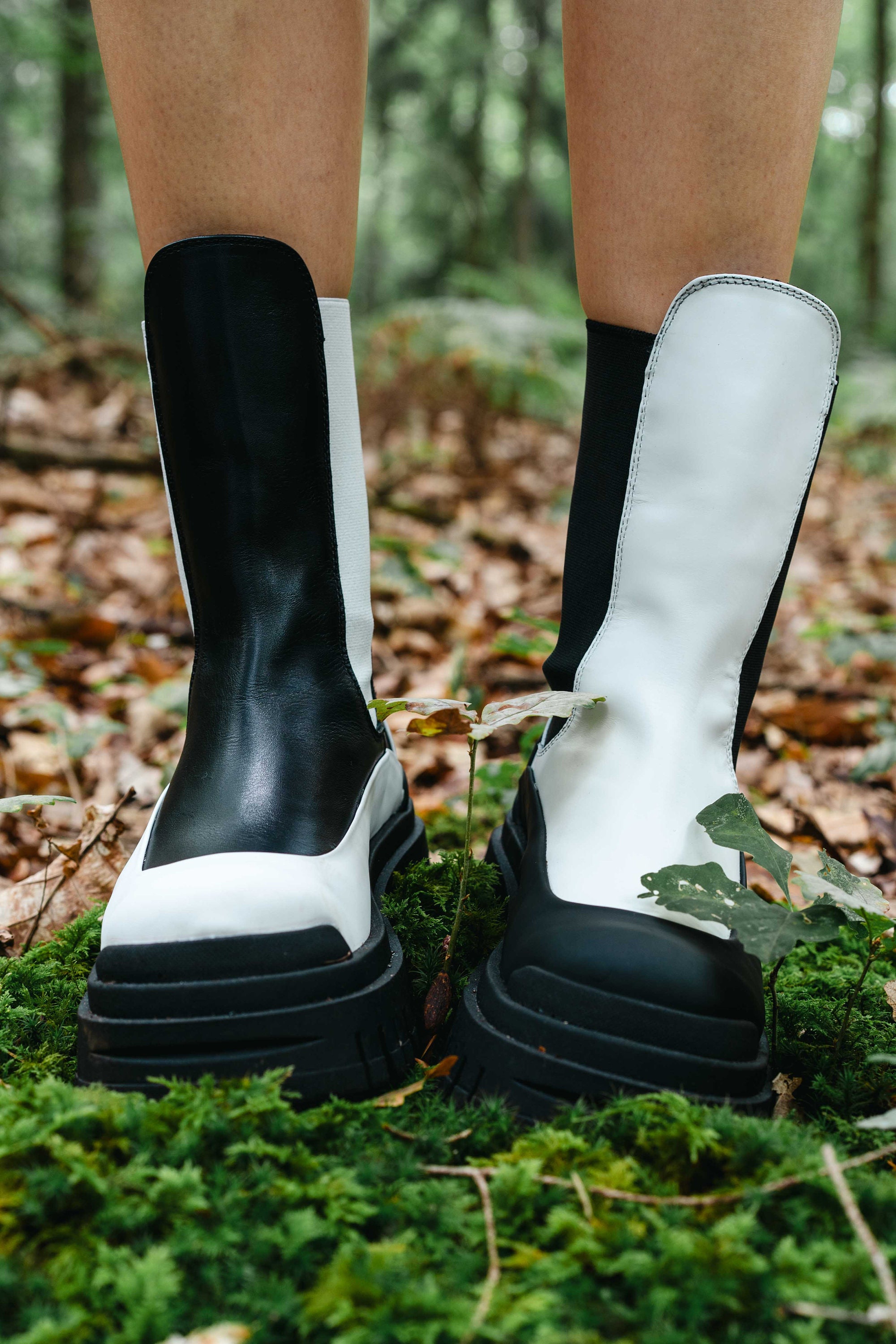 Black and White Yin & Yang Leather Chelsea Boots - Etsy