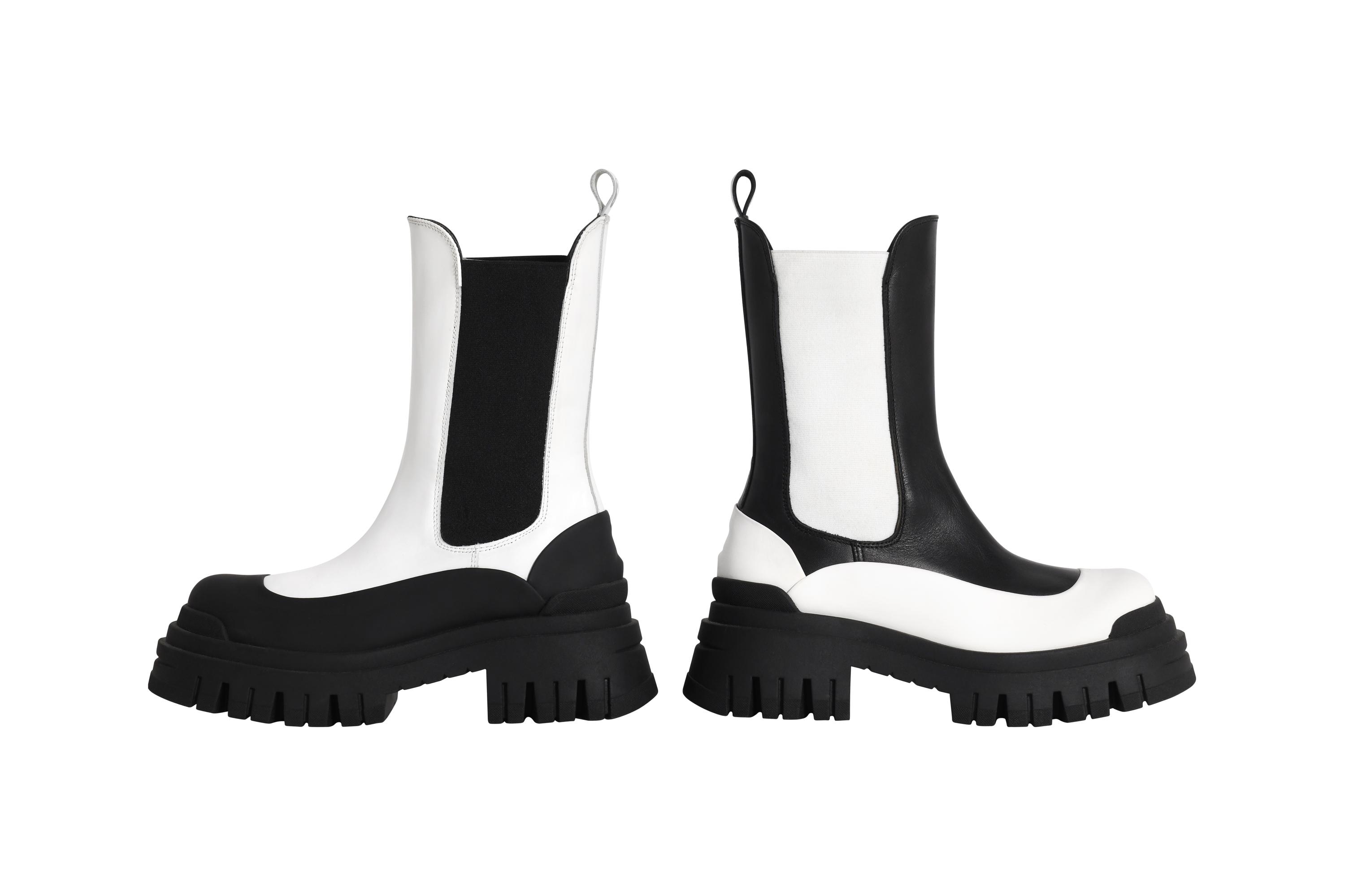 Black and White Yin & Yang Leather Chelsea Boots - Etsy