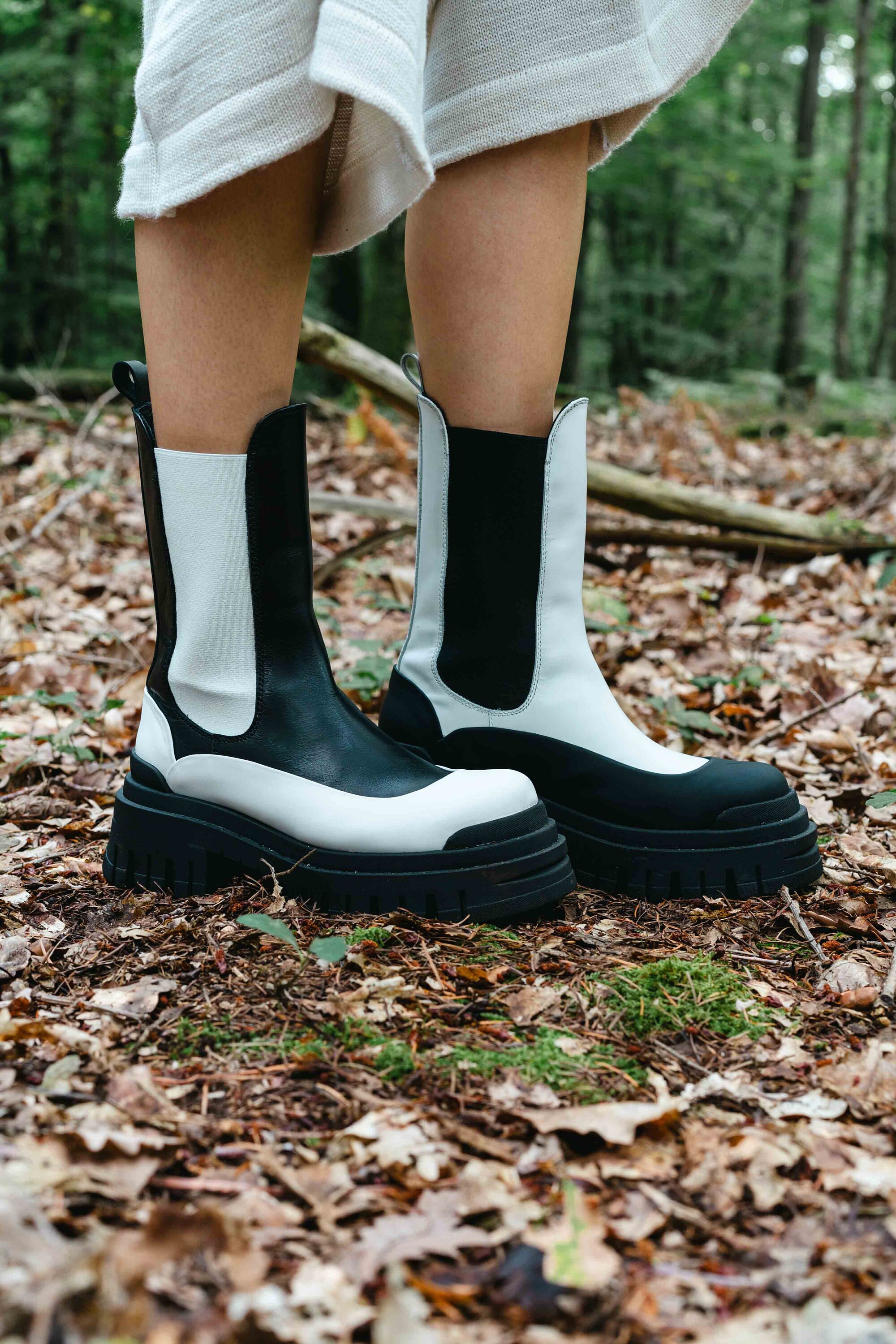 Black and White Yin & Yang Leather Chelsea Boots - Etsy