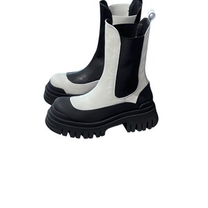 Black and White Yin & Yang Leather Chelsea Boots - Etsy