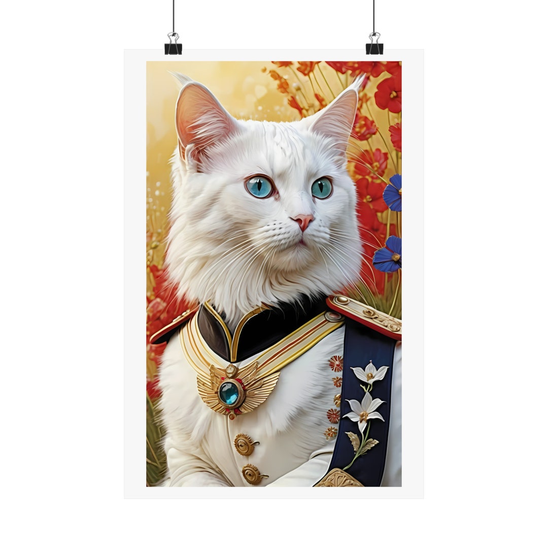 Feline Commander Art Print: Whiskered Cat General, Limited Edition - Etsy