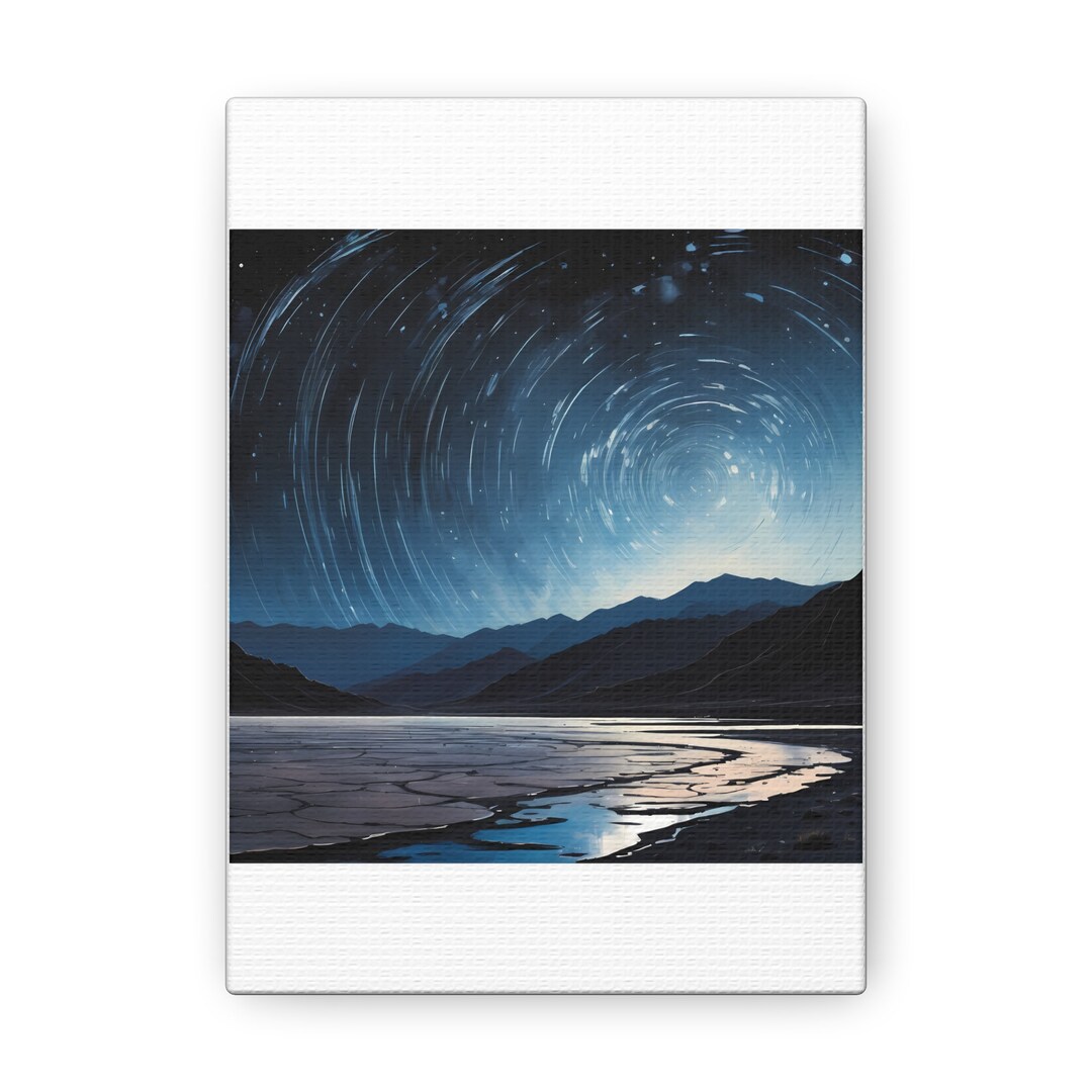 Starry Night Swirl Canvas Art: Cosmic Mountain Lake - Etsy