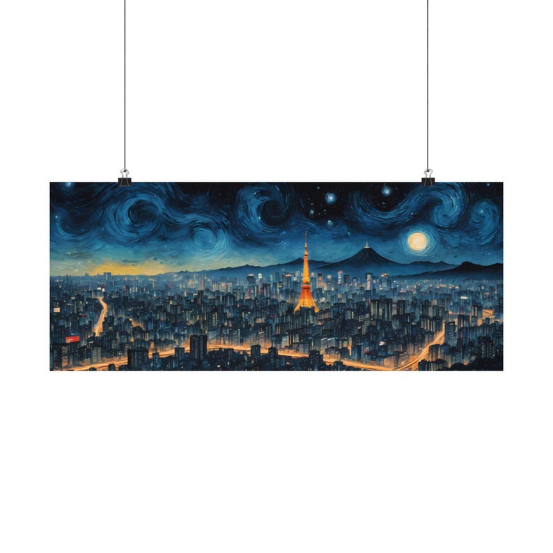 Tokyo Tower Art Print: Starry Night Japan Skyline Poster - Etsy