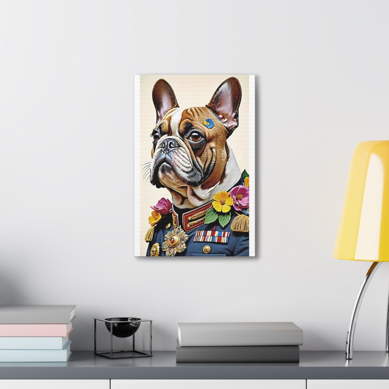 Funky Frenchie Commander: Ai-generated Bulldog in Decorated Military ...