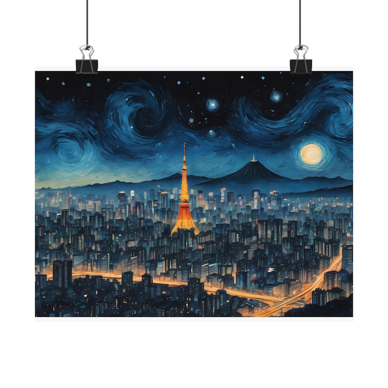 Tokyo Tower Art Print: Starry Night Japan Skyline Poster - Etsy