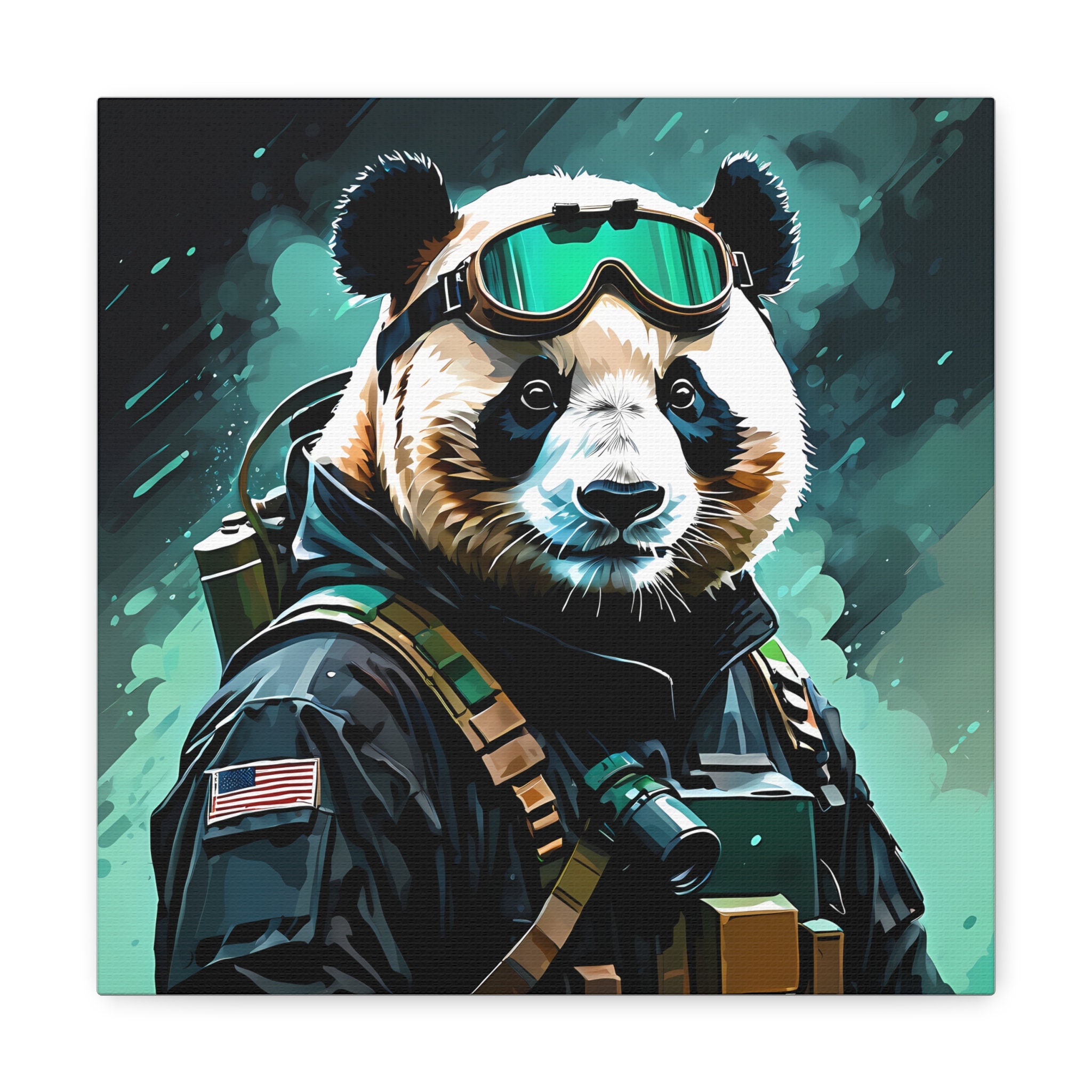 Panda Soldier Art Canvas: Whimsical Military Illustration - Etsy