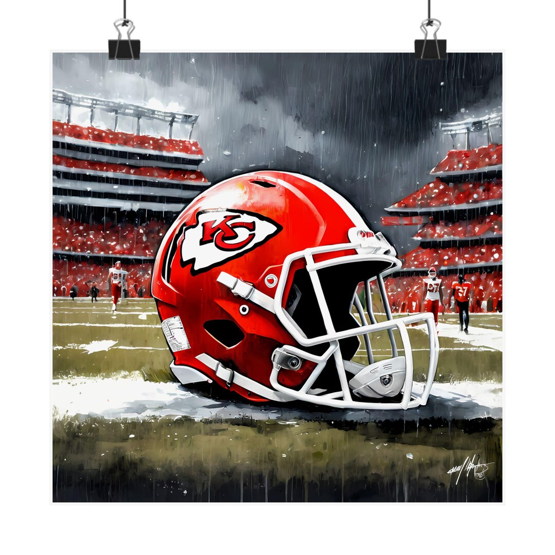 Kansas City Football Art Print, Game Day Helmet Artwork Print, Gridiron ...