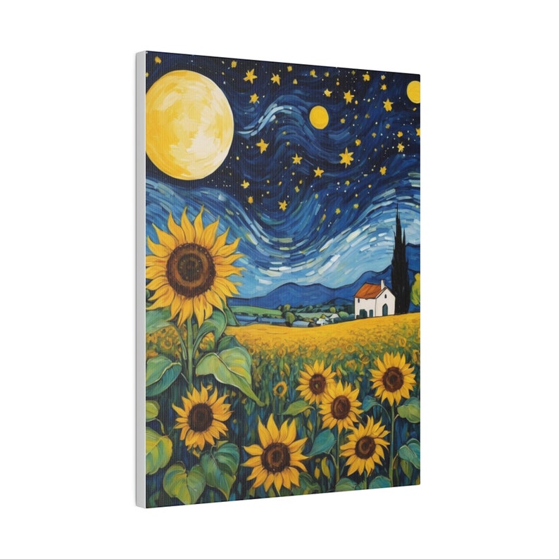 Van Gogh Sunflowers Starry Night Canvas Print: AI Art (12 X 16) - Etsy