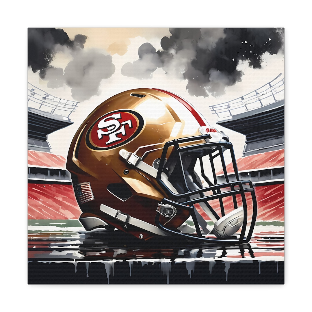 49ers Helmet Art: Watercolor NFL Canvas Print - Etsy