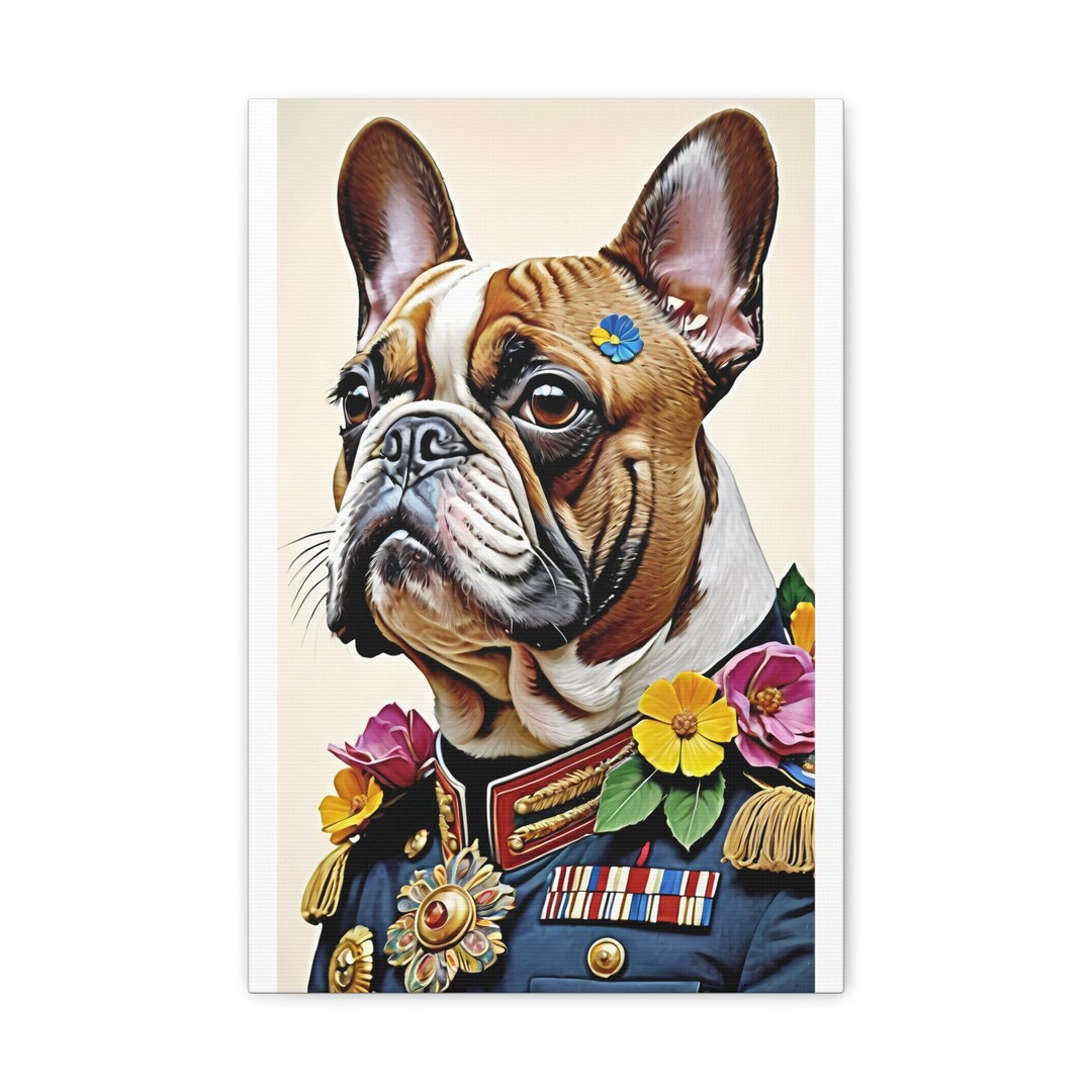 Funky Frenchie Commander: Ai-generated Bulldog in Decorated Military ...