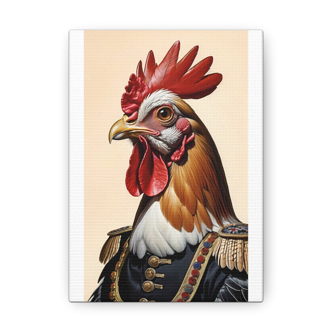 AI Chicken Art: Military Uniform Canvas Gallery Wrap - Etsy